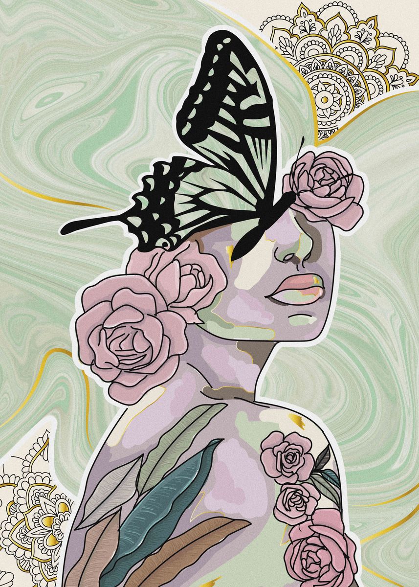 'Fantasy woman portrait art' Poster, picture, metal print, paint by ...