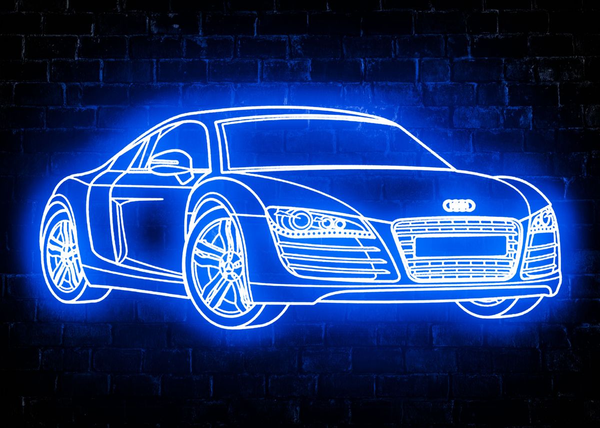 'Audi R8 Neon Car' Poster by Motivation ManiaC | Displate