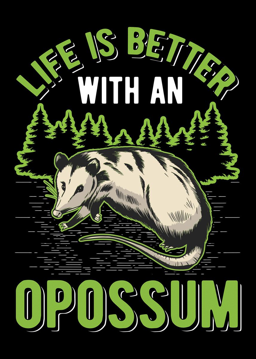 'Opossum Gift Possum' Poster, picture, metal print, paint by ...