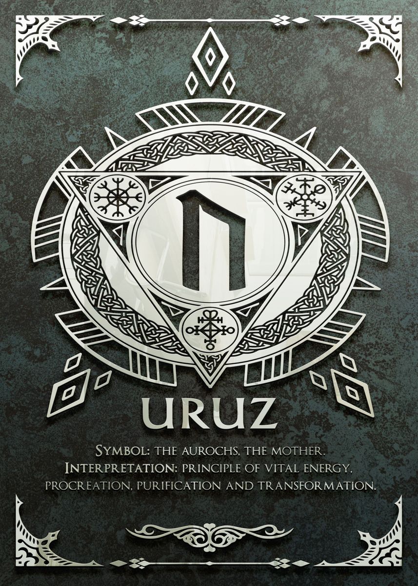 '02 URUZ The RUNES ORACLE' Poster, picture, metal print, paint by ...