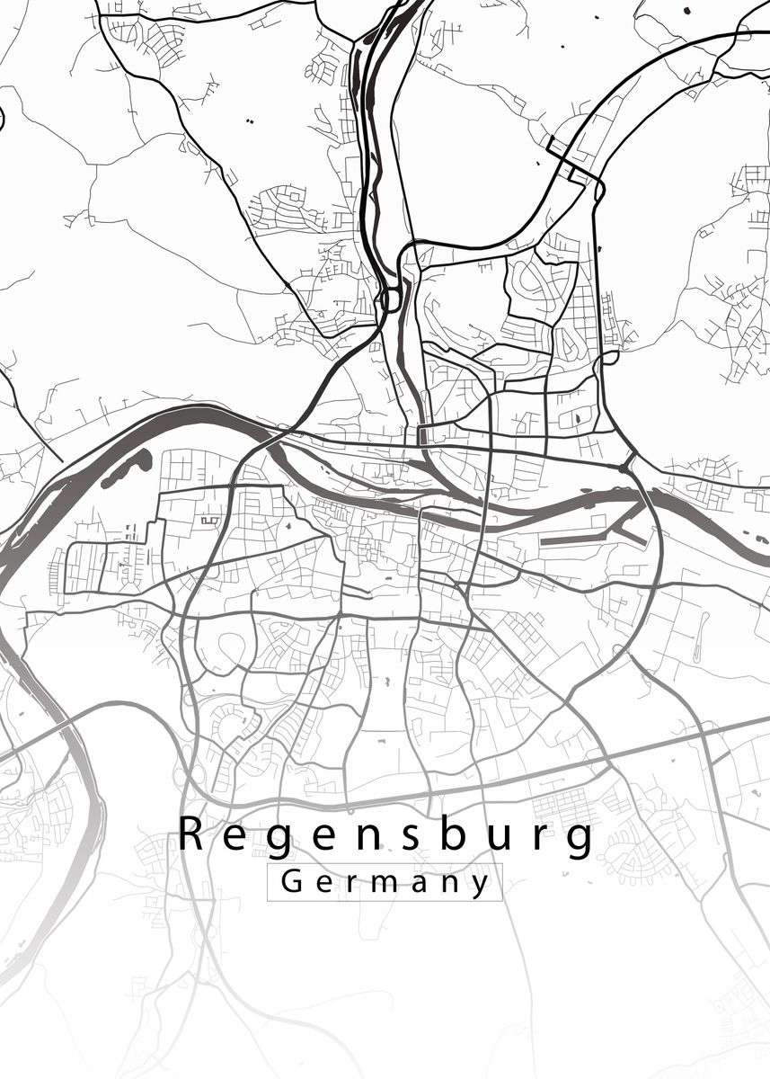 'Regensburg City Map' Poster by Robin Niemczyk | Displate