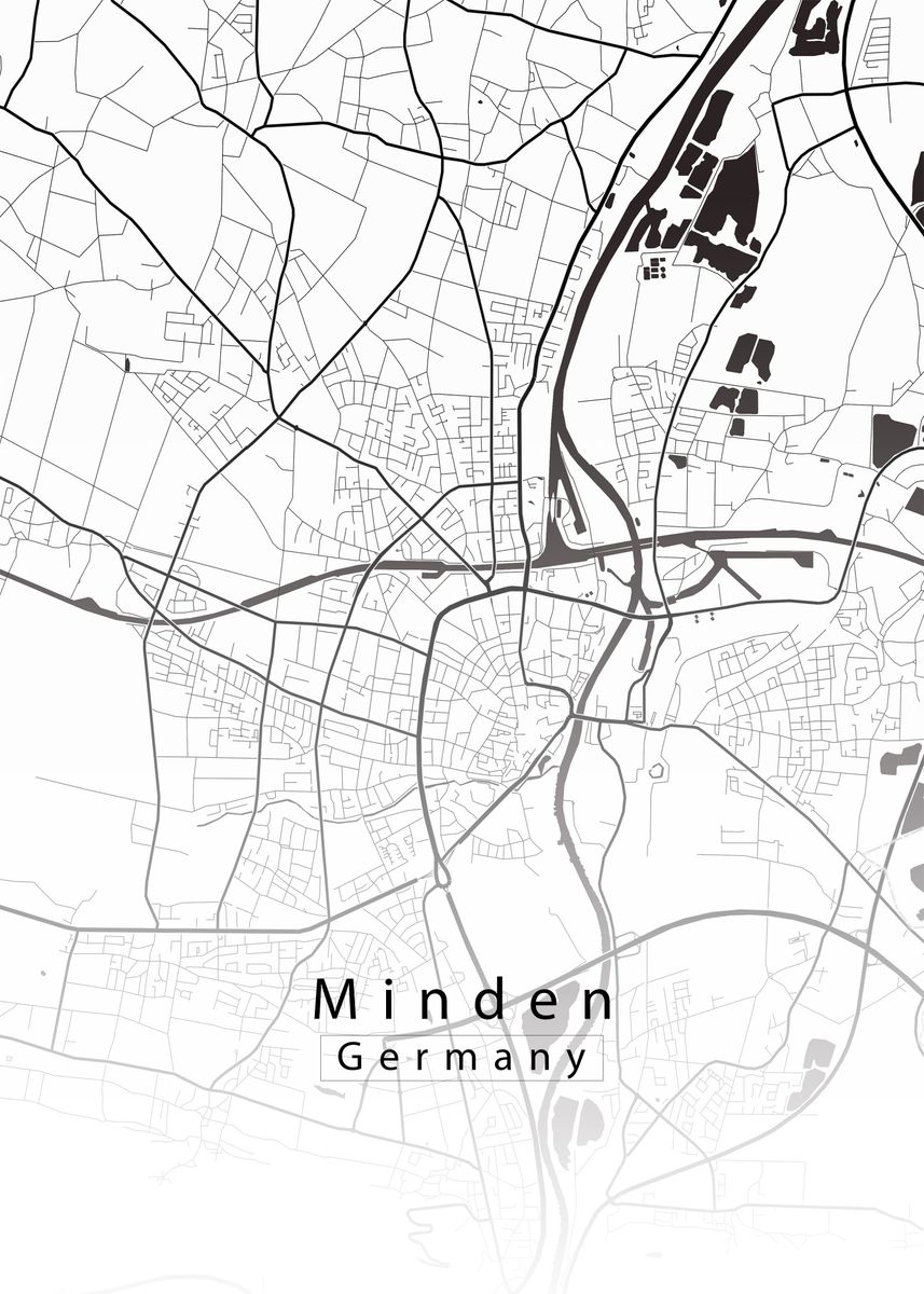 'Minden City Map' Poster, picture, metal print, paint by Mapique | Displate