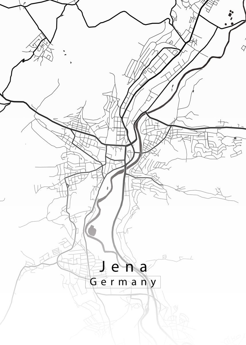 'Jena City Map' Poster, picture, metal print, paint by Mapique | Displate