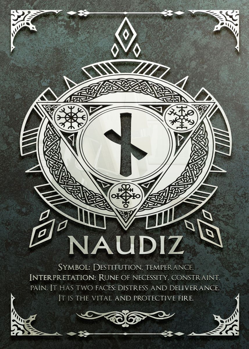 '10 NAUDIZ The RUNES ORACLE' Poster, picture, metal print, paint by ...