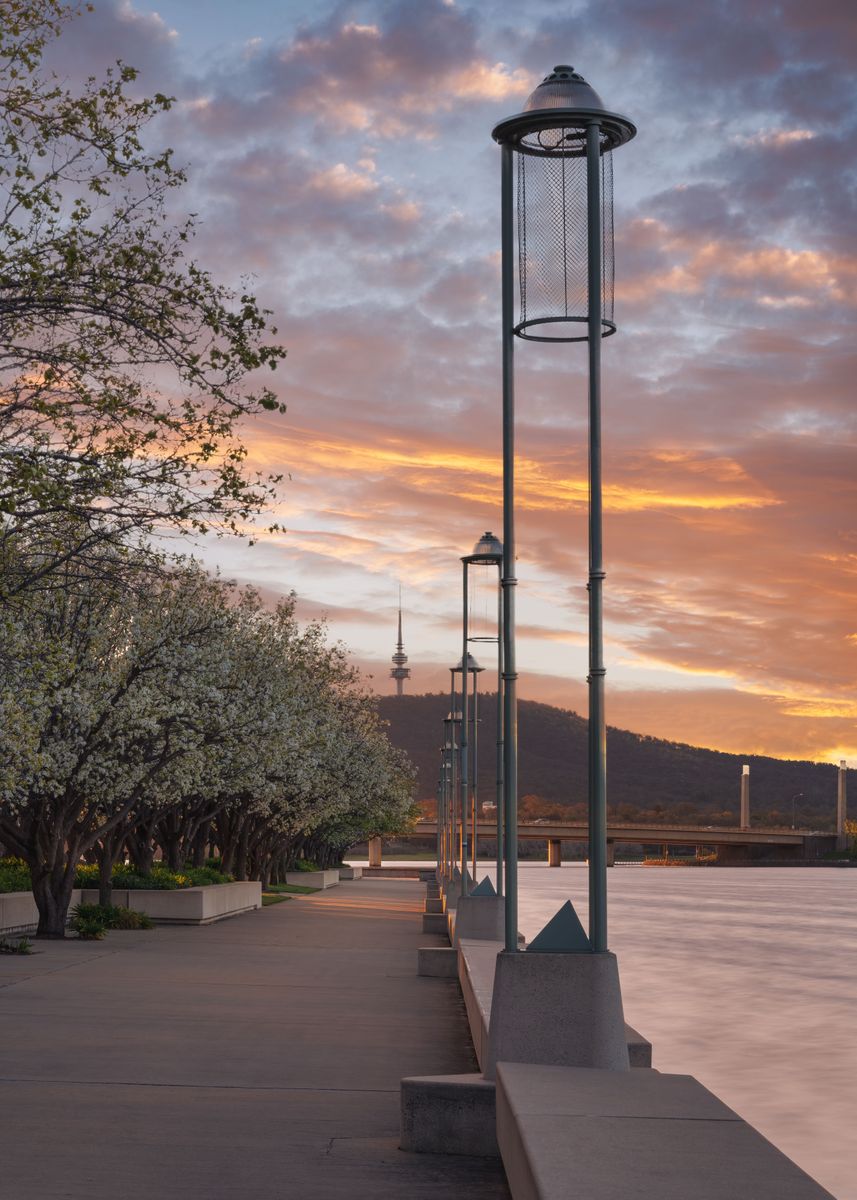 'Canberra Lake Sunset' Poster by Hamed Shahnam | Displate