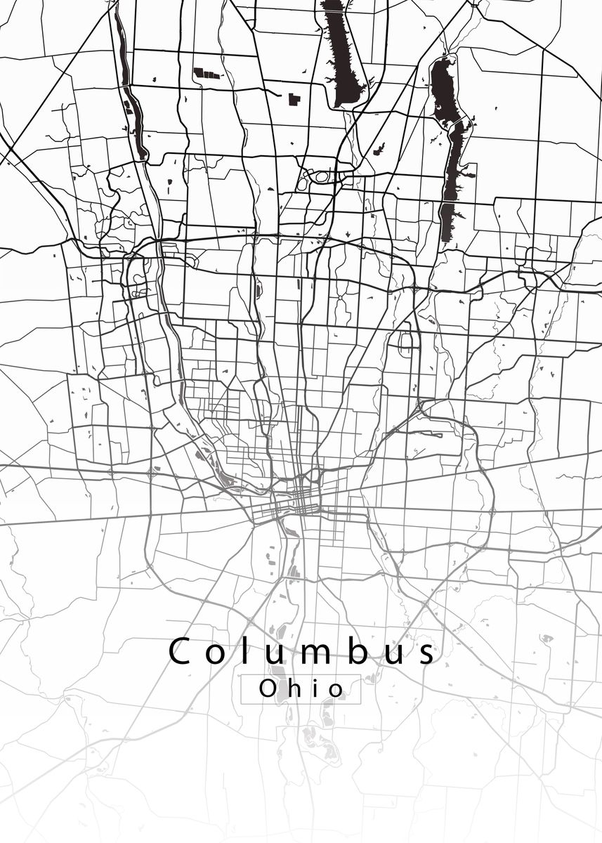 'Columbus City Map' Poster, picture, metal print, paint by Robin ...