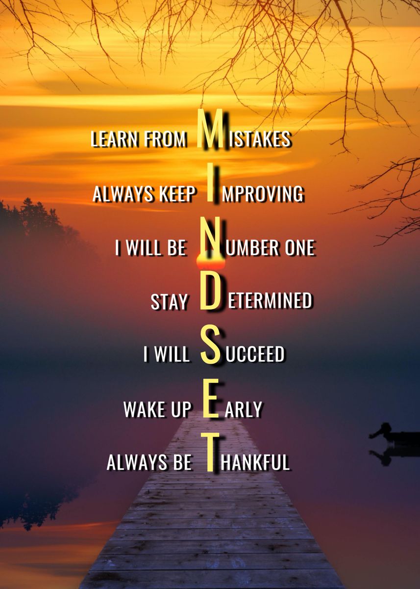 'Sunset Mindset Quotes' Poster, picture, metal print, paint by ...