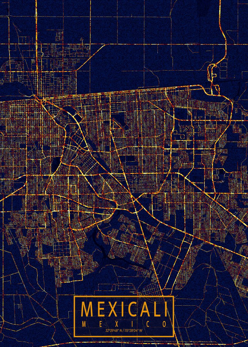'Mexicali City At Night' Poster, picture, metal print, paint by deMAP ...