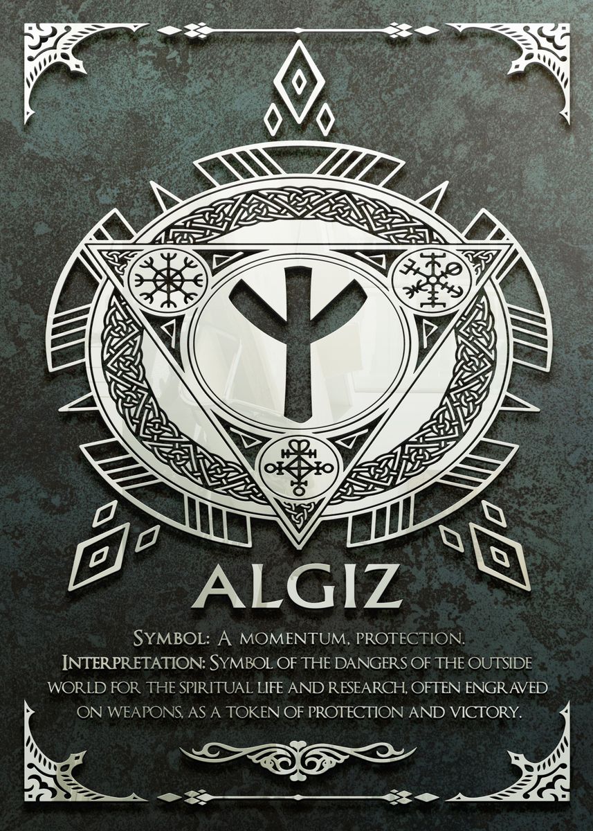 '15 ALGIZ The RUNES ORACLE' Poster, picture, metal print, paint by ...