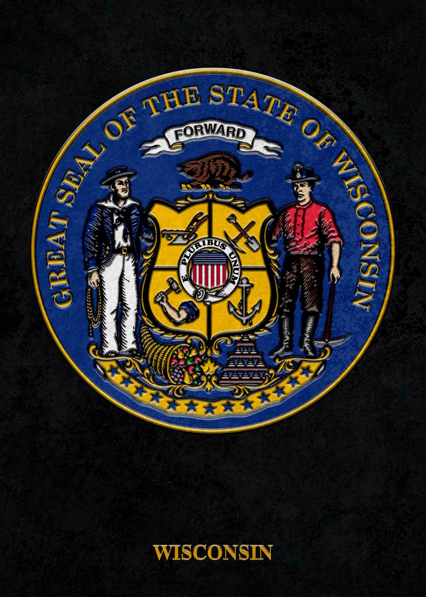 'Seal of Wisconsin' Poster, picture, metal print, paint by Ferit Kurt ...