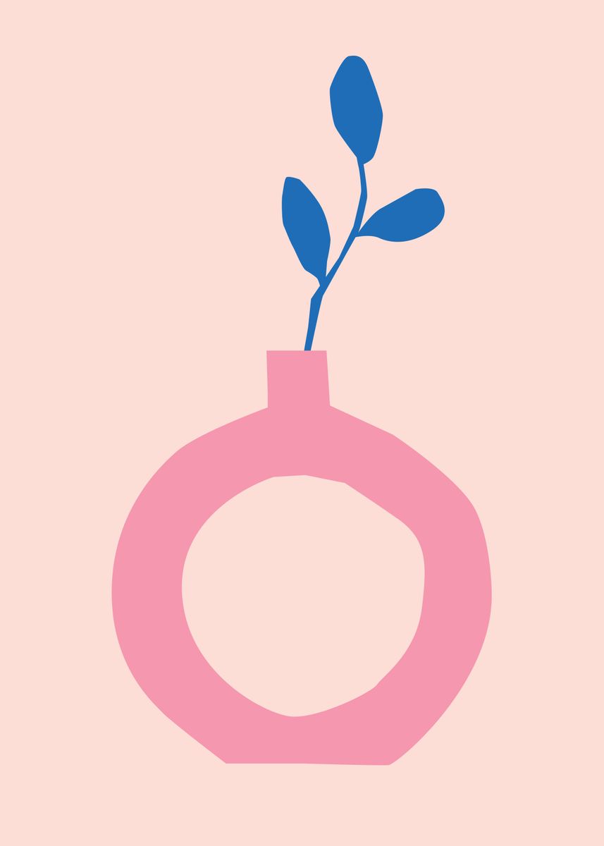 'Flower vase and leaf decor' Poster, picture, metal print, paint by ...