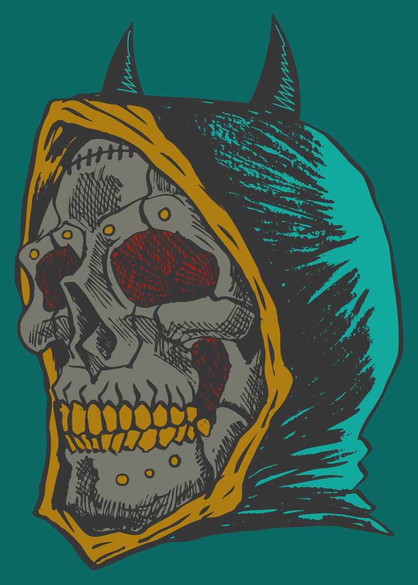 'Head Metal Poster Design' Poster, picture, metal print, paint by ...