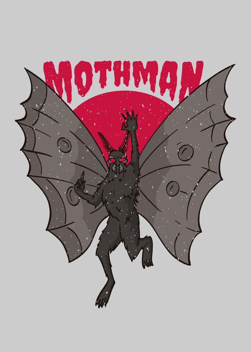 'Mothman Cryptid Gift' Poster, picture, metal print, paint by Phil ...