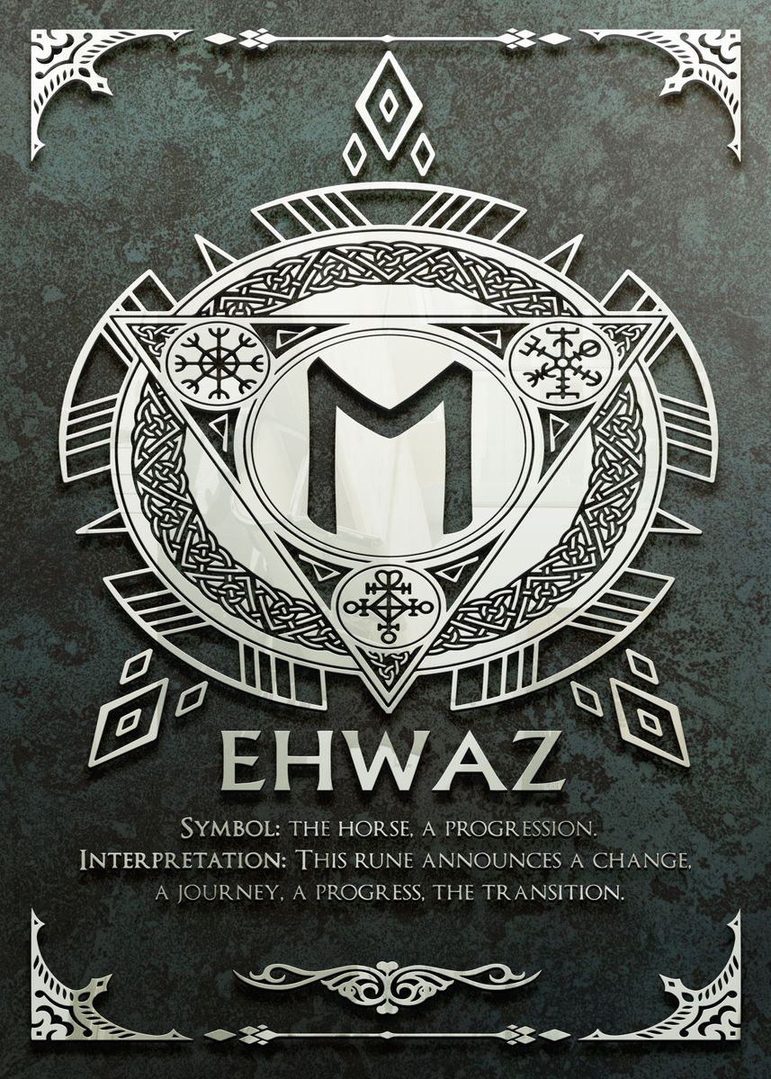 '19 EHWAZ The RUNES ORACLE' Poster, picture, metal print, paint by ...