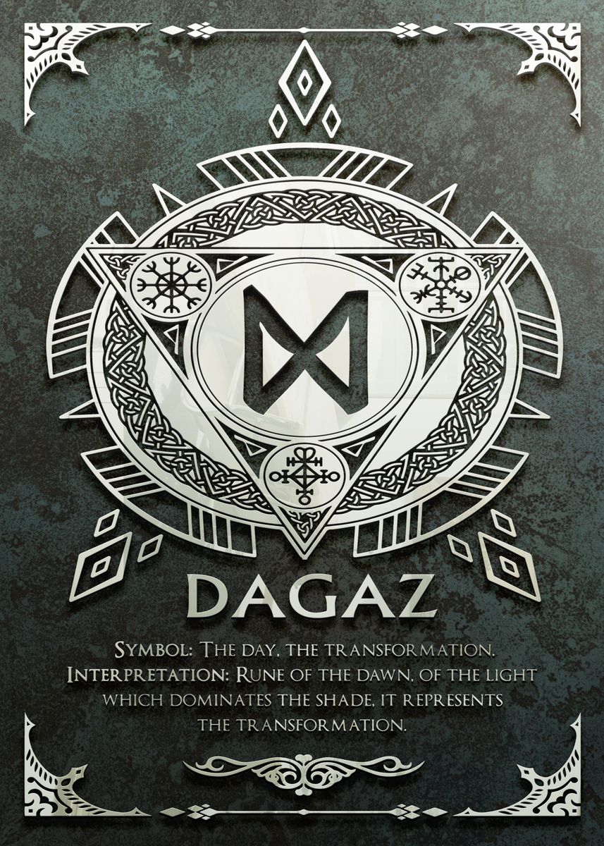 '23 DAGAZ The RUNES ORACLE' Poster, picture, metal print, paint by ...
