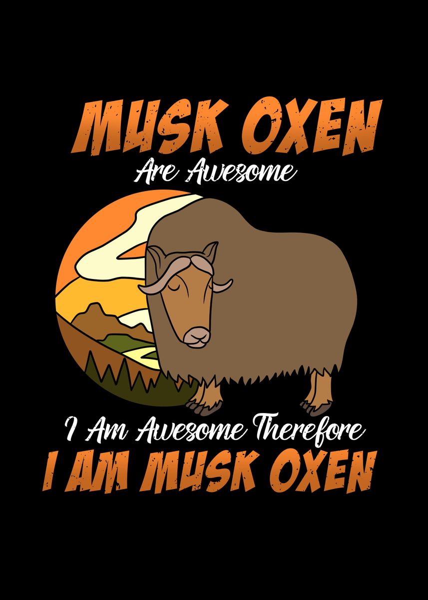 'Awesome Musk Oxen Wild' Poster, picture, metal print, paint by Hexor ...