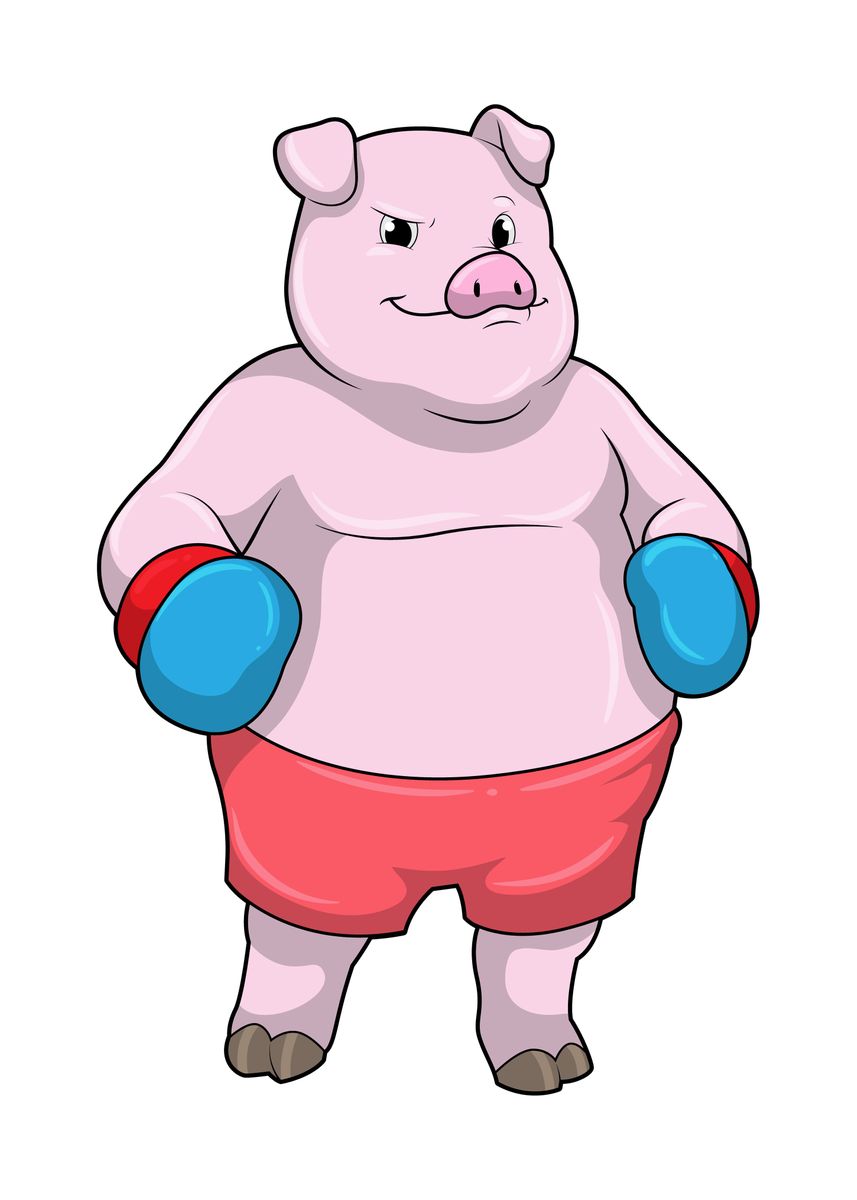 'Pig Boxer Boxing gloves' Poster, picture, metal print, paint by Markus ...