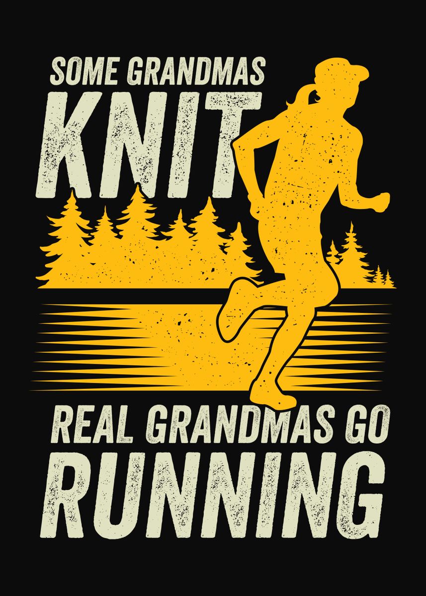 'Marathon Running Grandma' Poster, picture, metal print, paint by ...