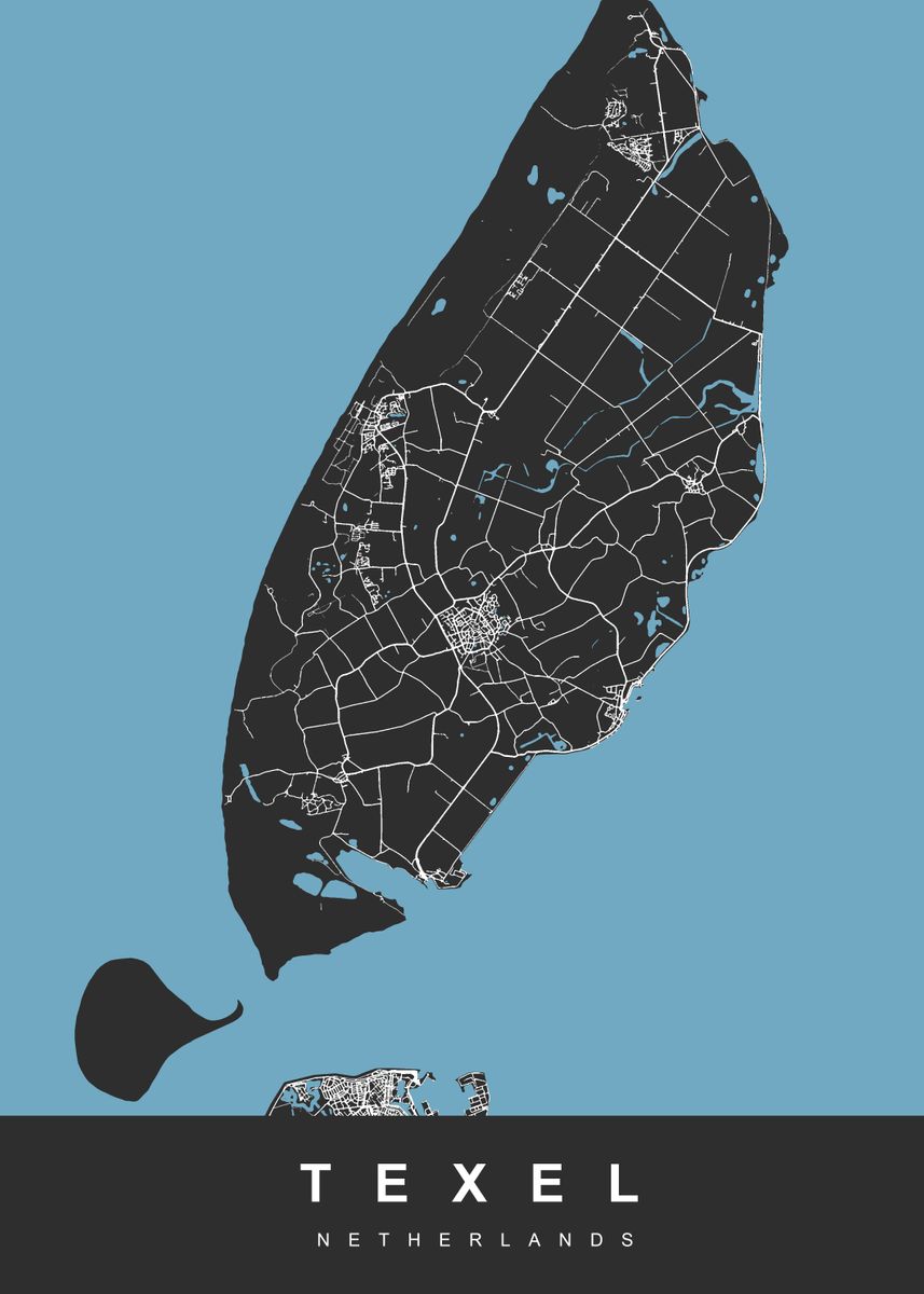 'TEXEL Map NETHERLANDS ' Poster, picture, metal print, paint by ...