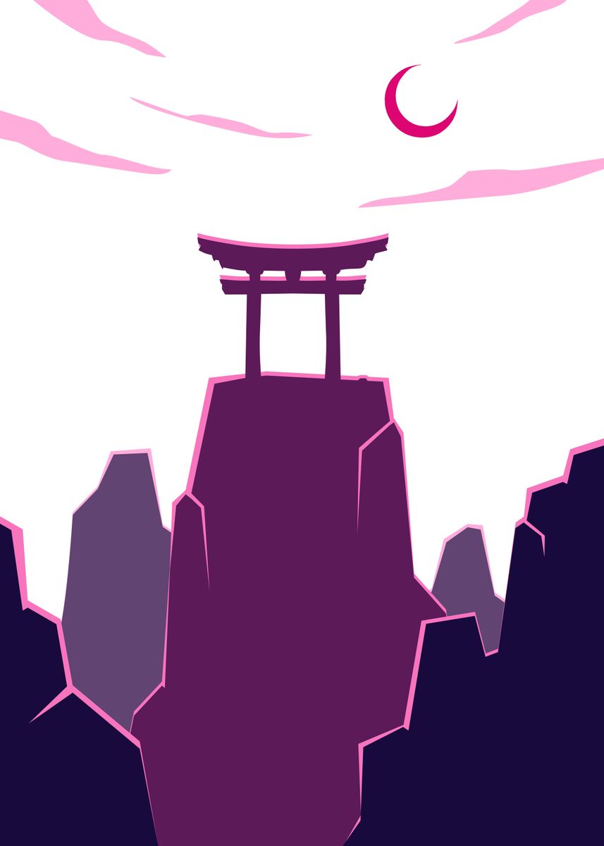 'Japanese Rock Cliffs' Poster by Muezzahero | Displate