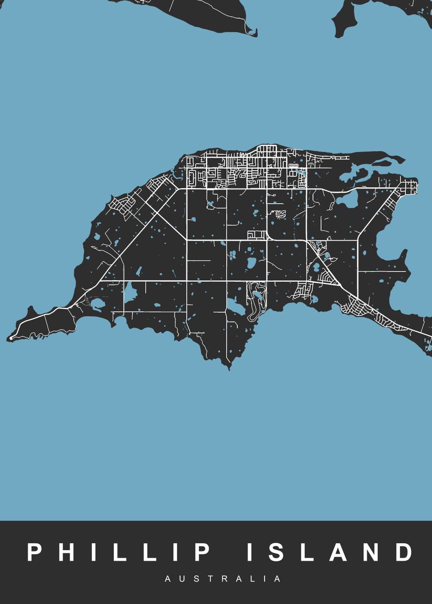 'PHILLIP ISLAND AUSTRALIA' Poster by UrbanMaps | Displate