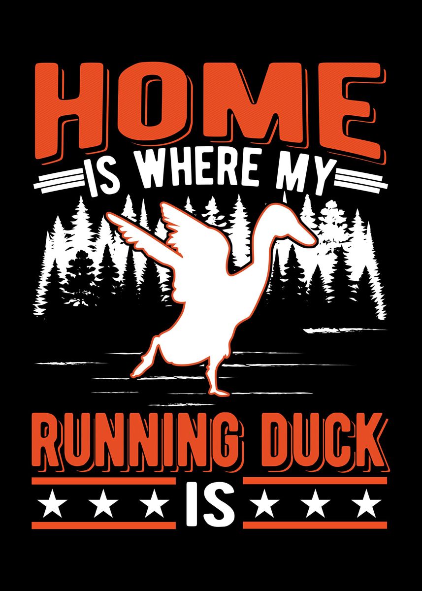 'Running Duck Home' Poster, picture, metal print, paint by ...