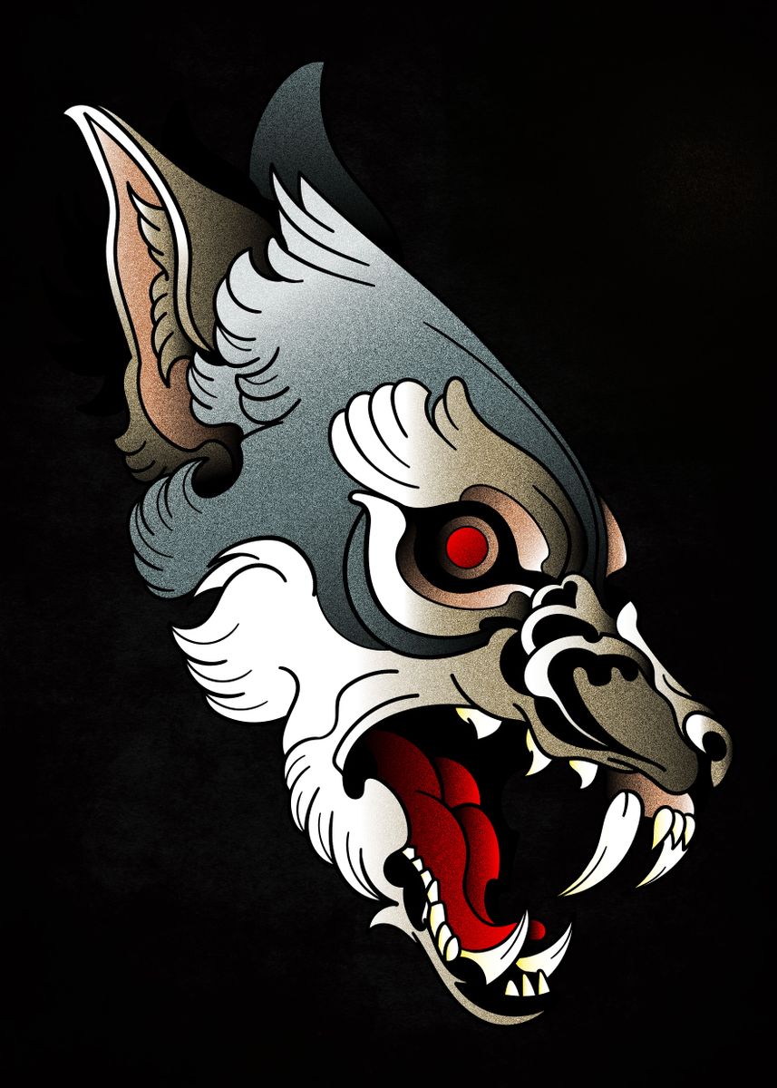 'wolf neo traditional' Poster, picture, metal print, paint by almost ...