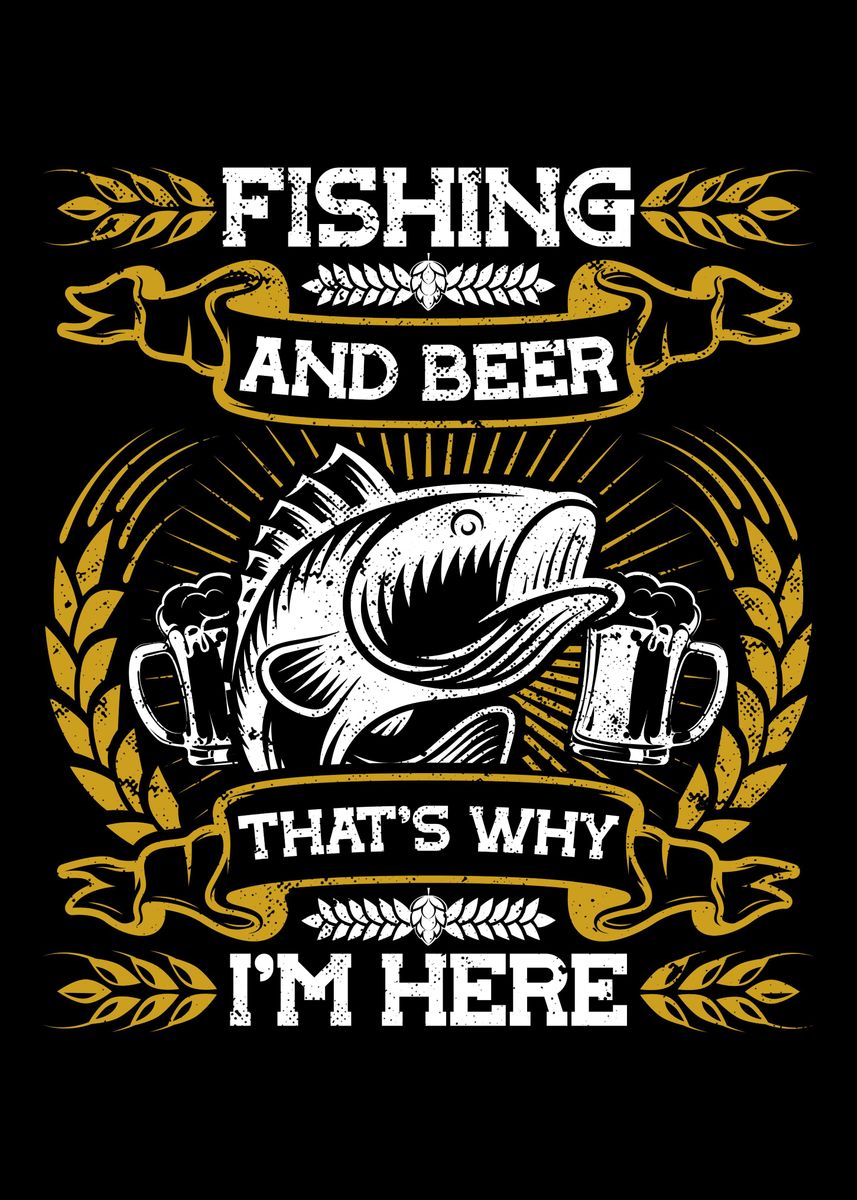 'Fishing Rod Fish Fisherman' Poster, picture, metal print, paint by ...