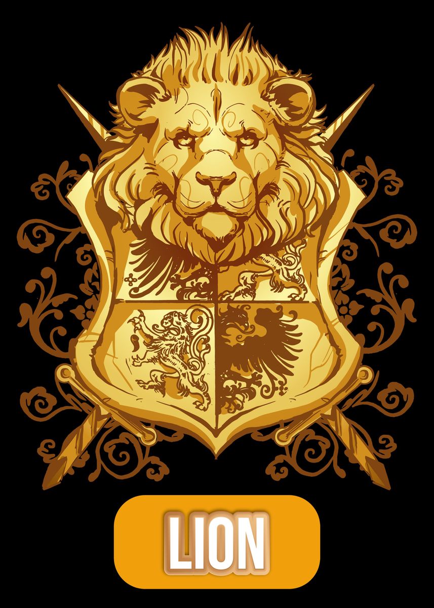 'Lion Animal with Shield' Poster by Max Ronn | Displate