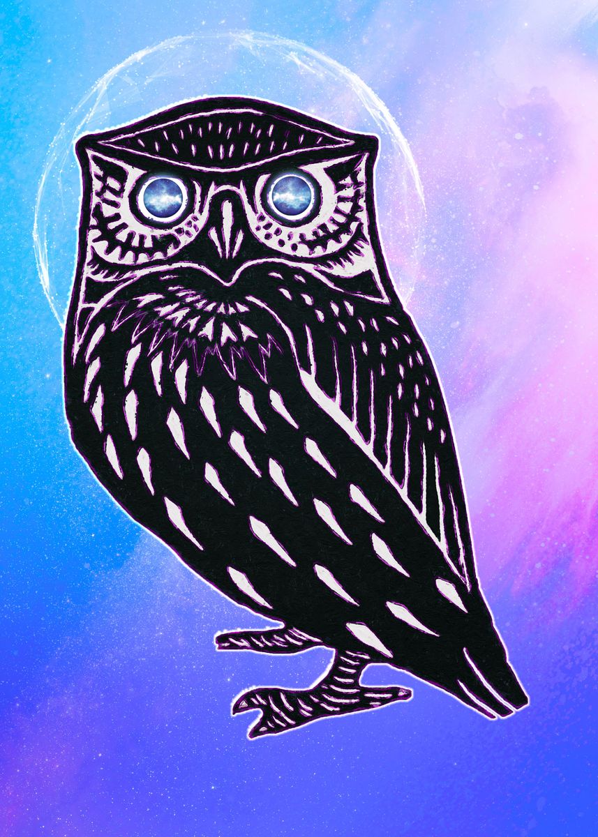 'Mystical Owl' Poster, picture, metal print, paint by Ishan Mishra | Displate