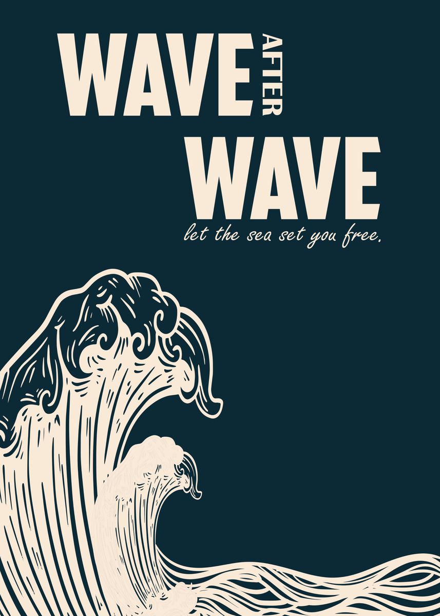'Surfer Wave after Wave' Poster, picture, metal print, paint by ...