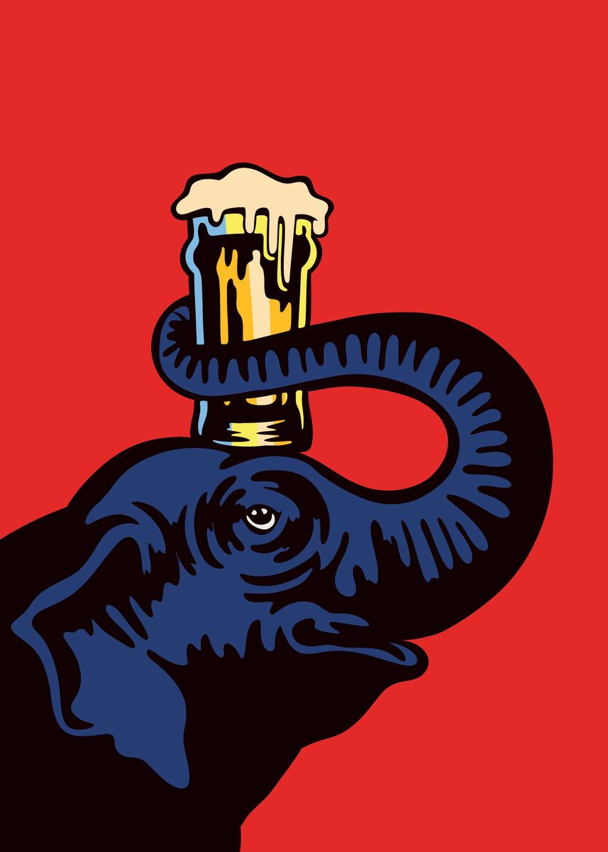 'Elephant beer' Poster, picture, metal print, paint by Magic Apes ...
