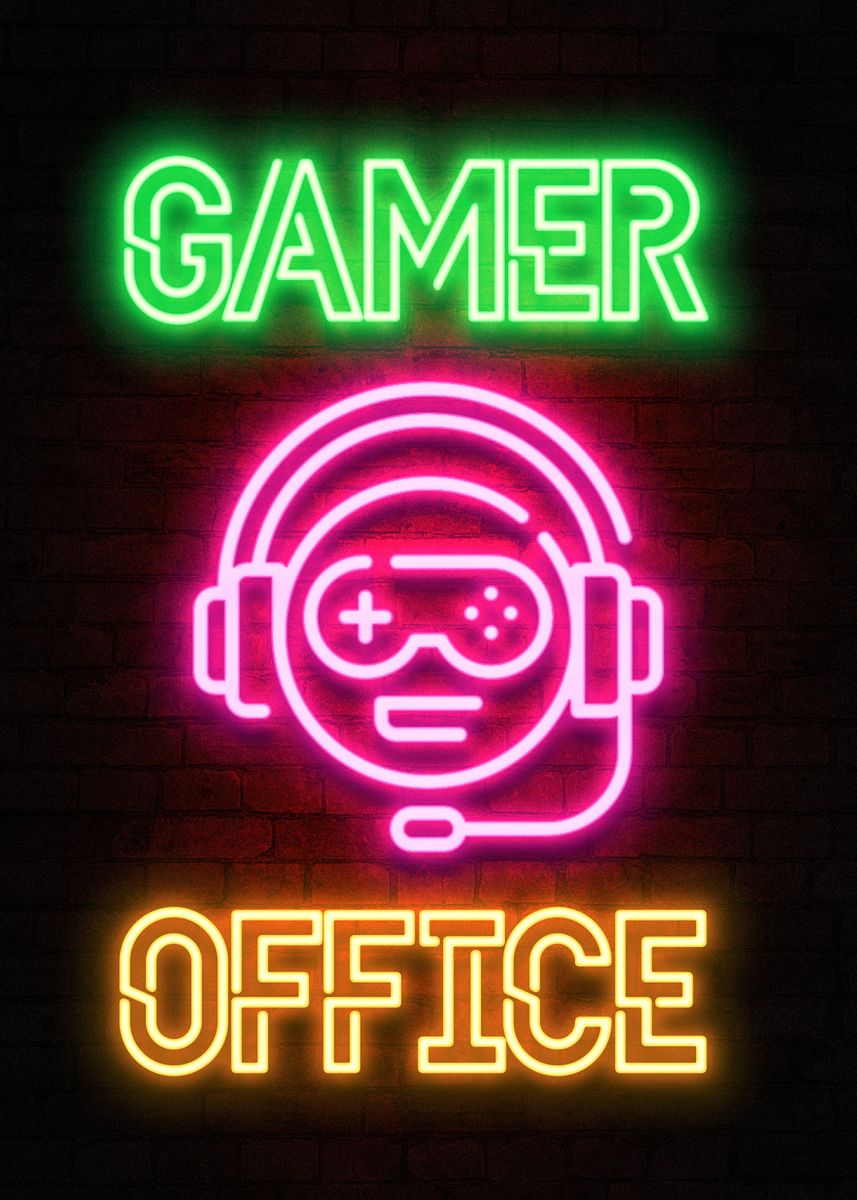 'gamer office' Poster, picture, metal print, paint by Panda | Displate
