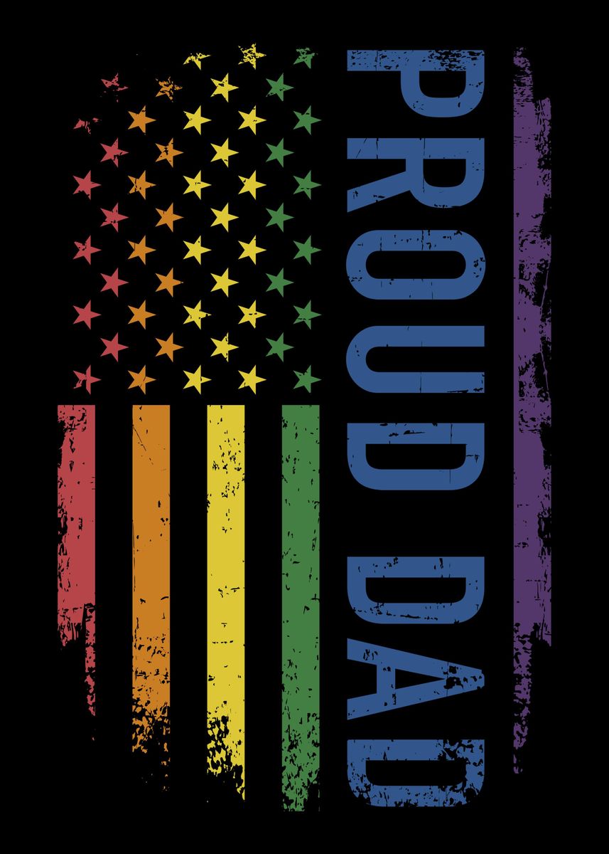 'Proud dad with US rainbow ' Poster, picture, metal print, paint by ...