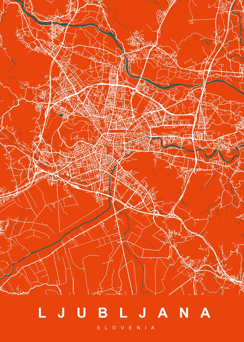 'LJUBLJANA Map SLOVENIA ' Poster by UrbanMaps | Displate