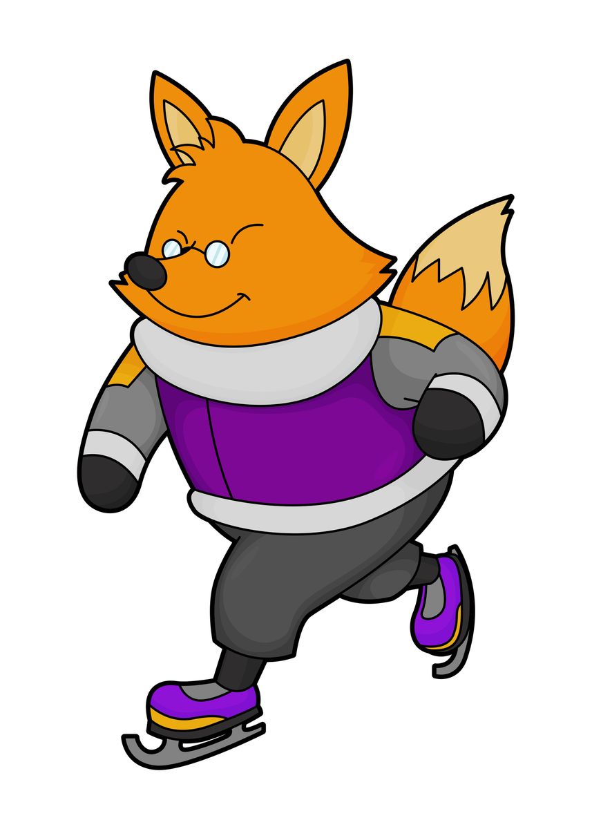 'Fox Ice skating Sports' Poster, picture, metal print, paint by Markus ...