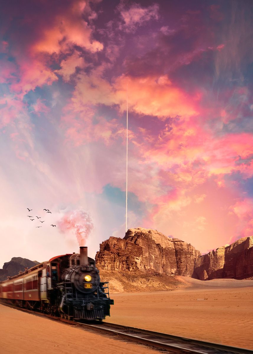 'Sandy Train' Poster, picture, metal print, paint by Shaheen Khan ...