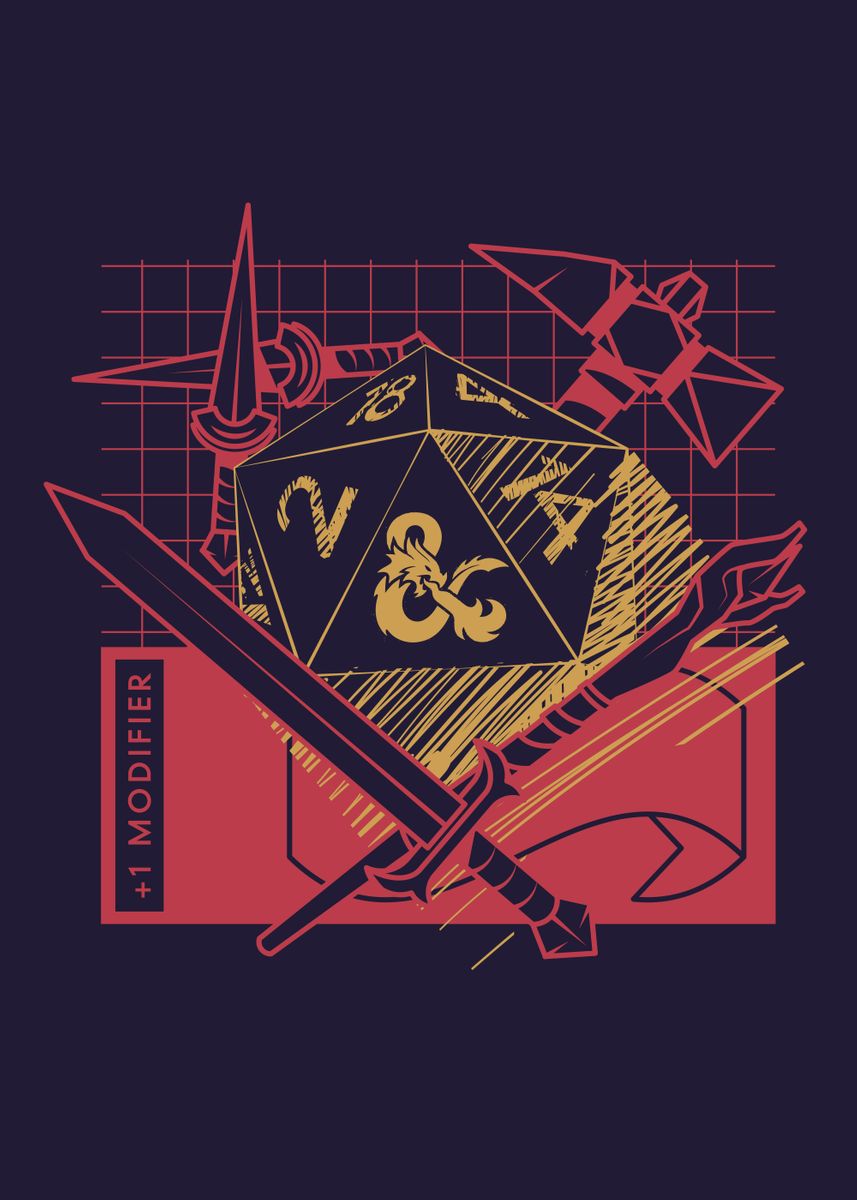 '+1 Modifier' Poster, picture, metal print, paint by Dungeons and ...