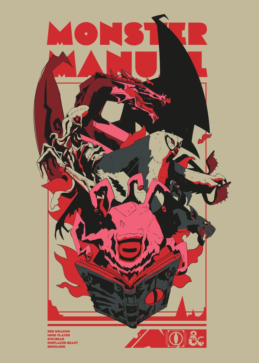 'Monster Manual' Poster, picture, metal print, paint by Dungeons and ...