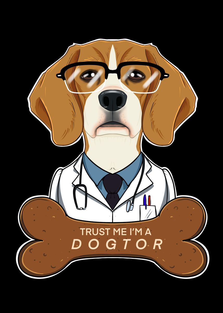 'Veterinary Beagle Dogtor' Poster, picture, metal print, paint by ...