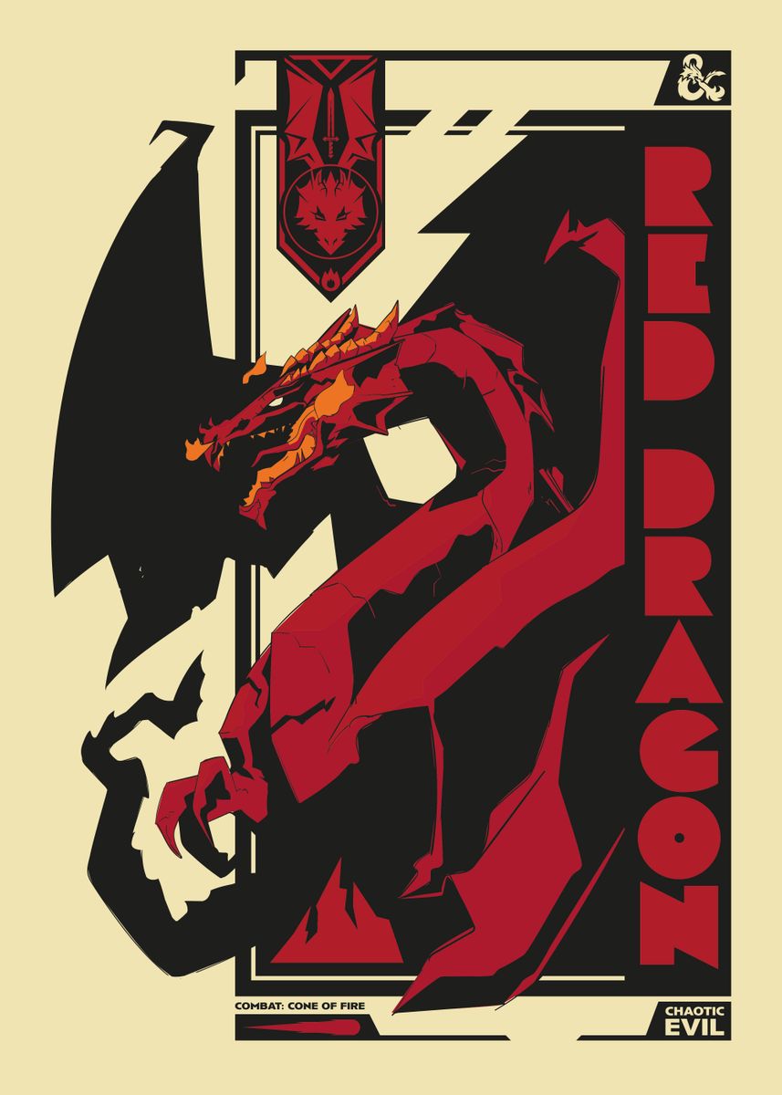 'Red Dragon' Poster, picture, metal print, paint by Dungeons and ...