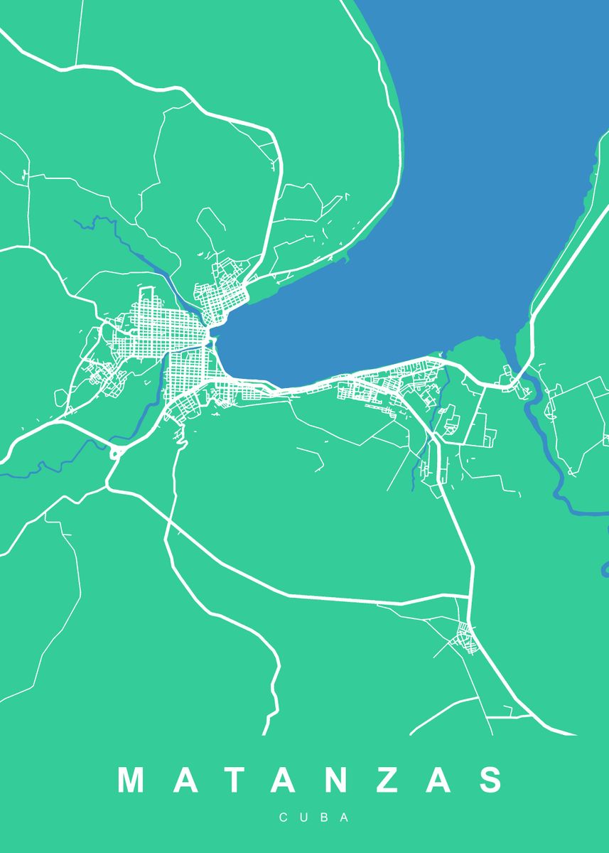 'MATANZAS Map CUBA ' Poster, picture, metal print, paint by UrbanMaps ...