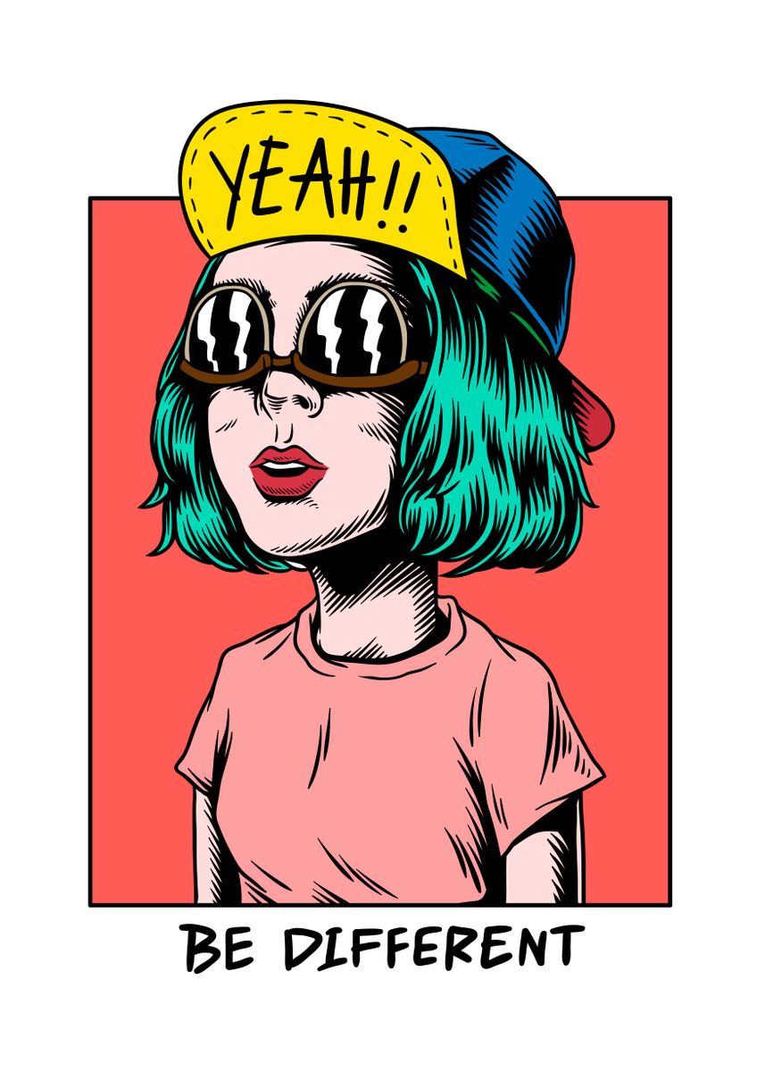 'Be different ' Poster, picture, metal print, paint by Sam Brady | Displate