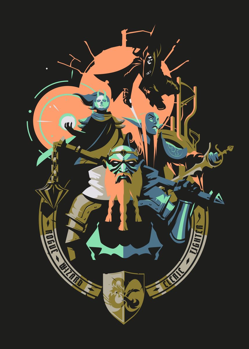 'Rogue Wizard Fighter' Poster, picture, metal print, paint by Dungeons ...