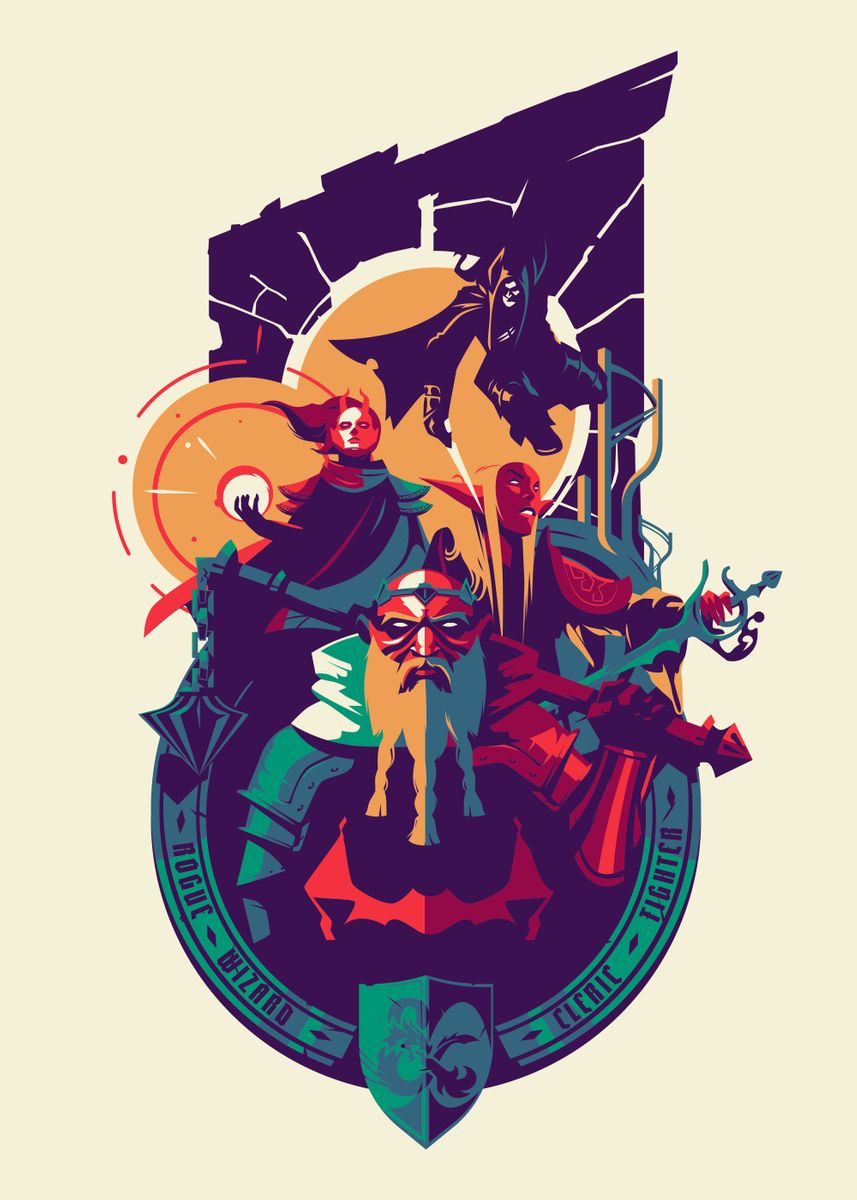 'Rogue Wizard Cleric' Poster, picture, metal print, paint by Dungeons ...