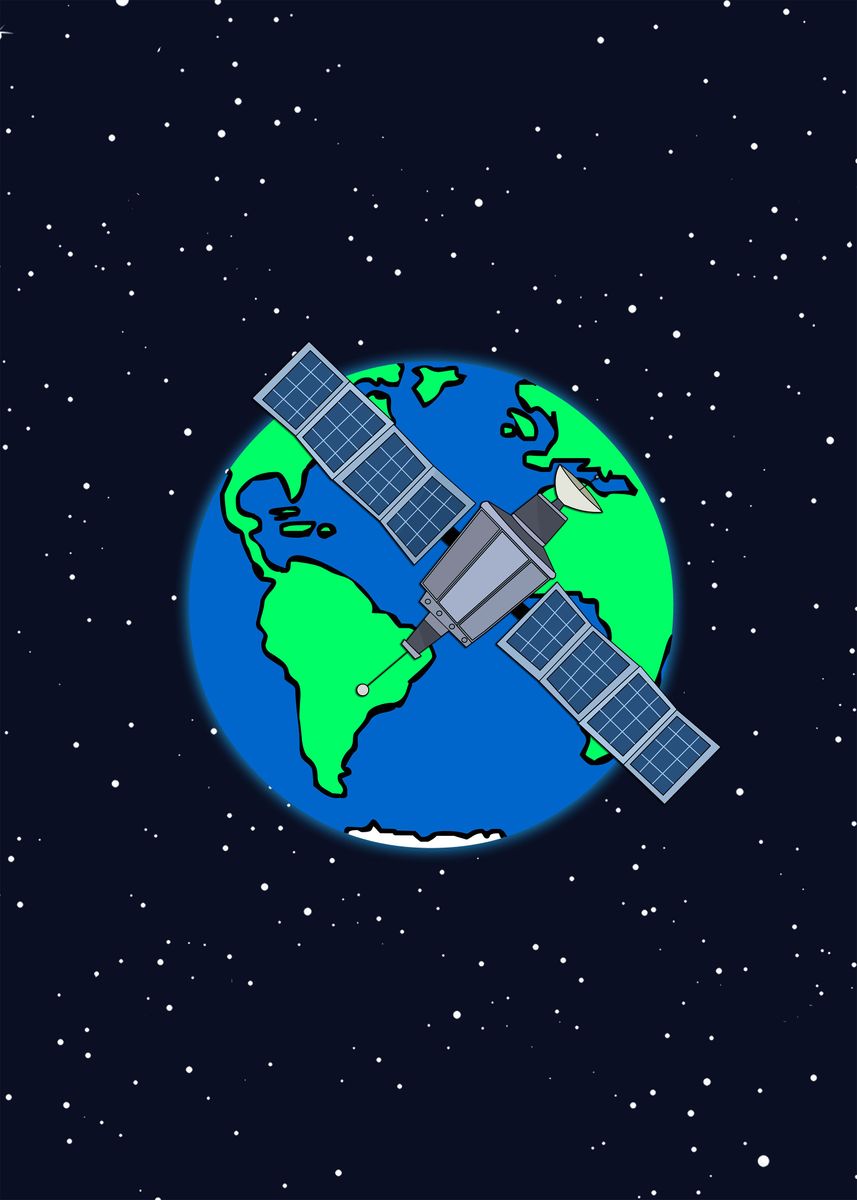 'Earth and satellite ' Poster, picture, metal print, paint by HomeStead ...