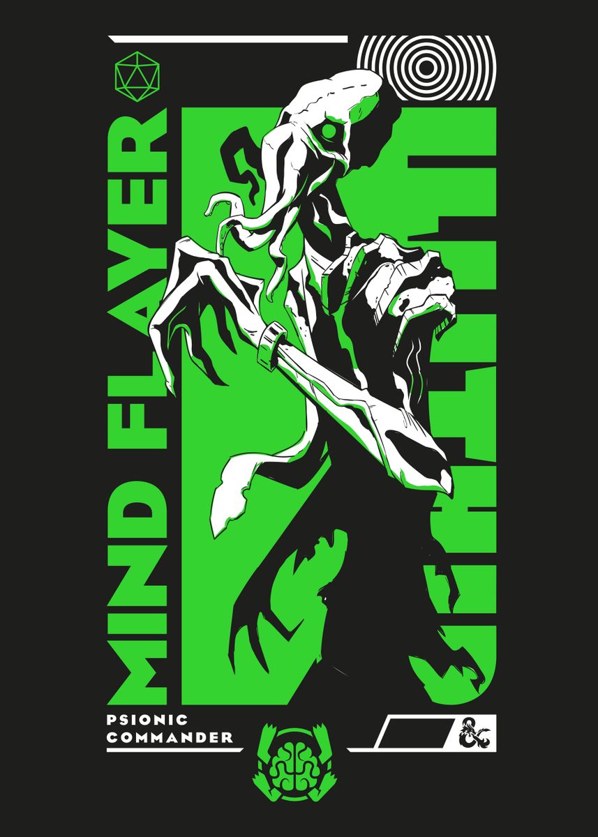 'Mind Flayer' Poster, picture, metal print, paint by Dungeons and ...