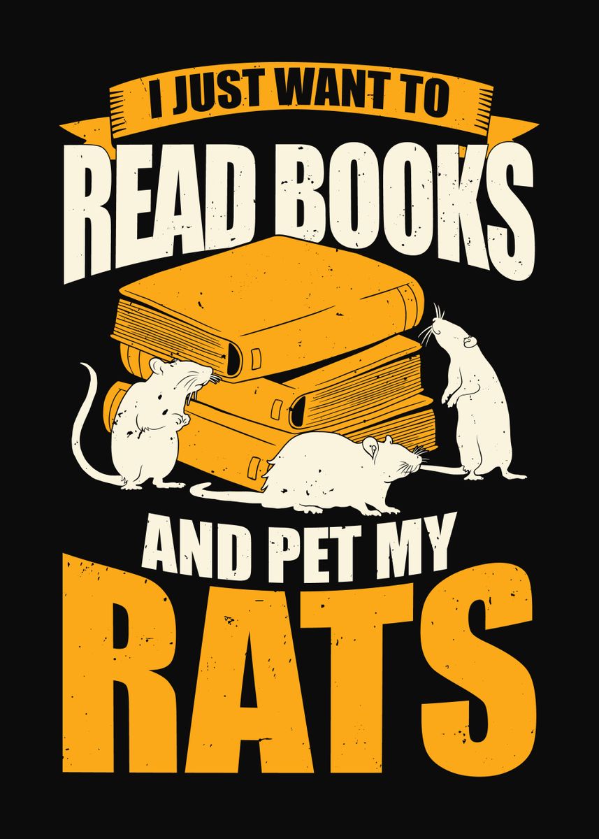 'Fancy Rat Reading Design' Poster, picture, metal print, paint by ...