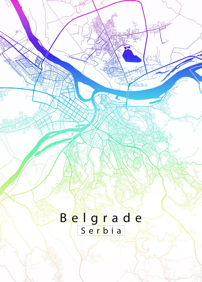 'Belgrade City Map' Poster, picture, metal print, paint by Mapique ...