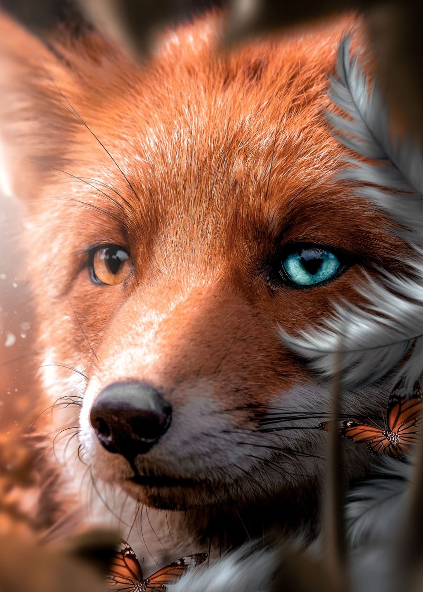 'Feather Fox' Poster, picture, metal print, paint by Zenja Gammer ...